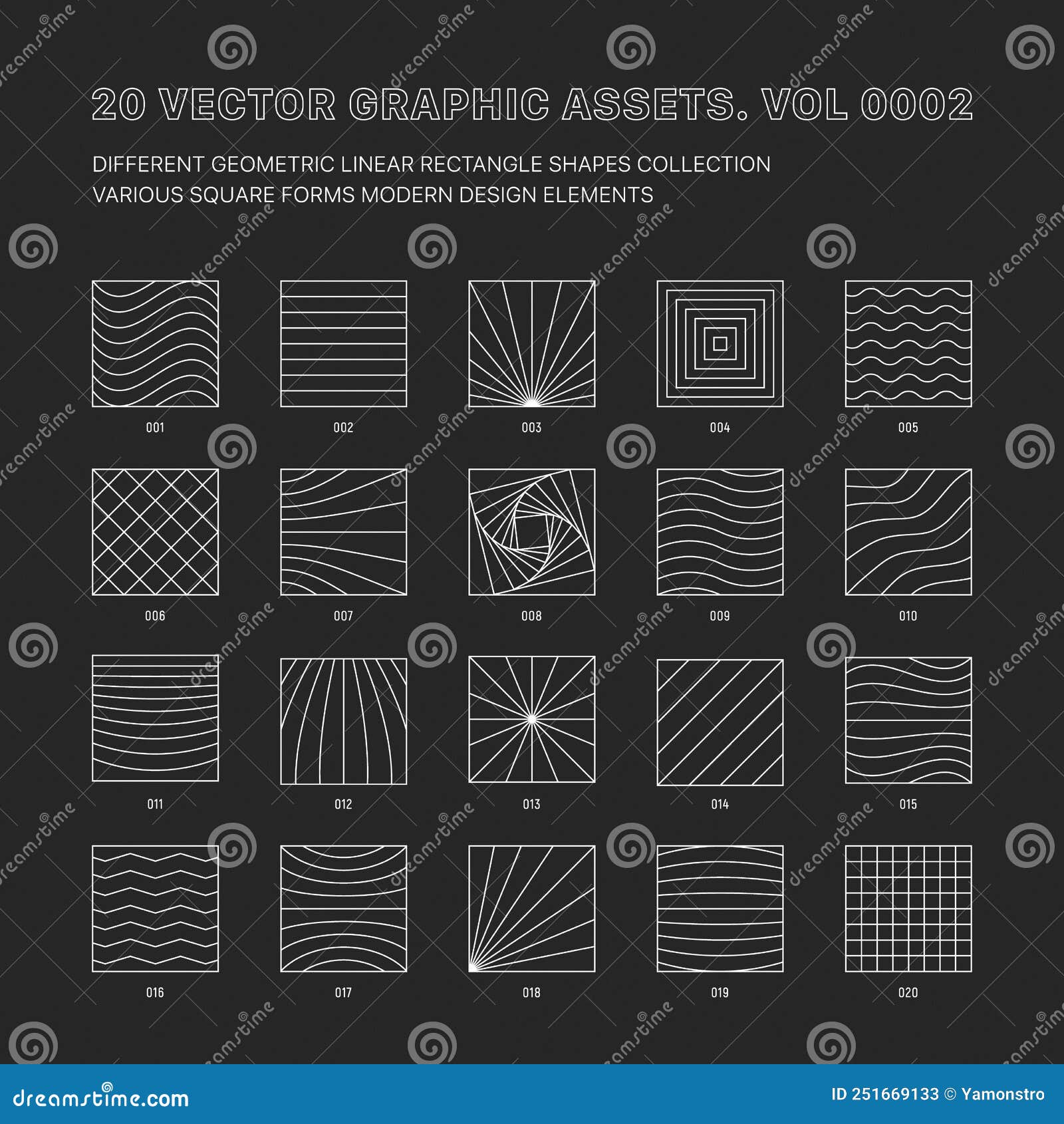 Vector Graphic Assets Various Outline Geometric Squares Set Isolate on ...