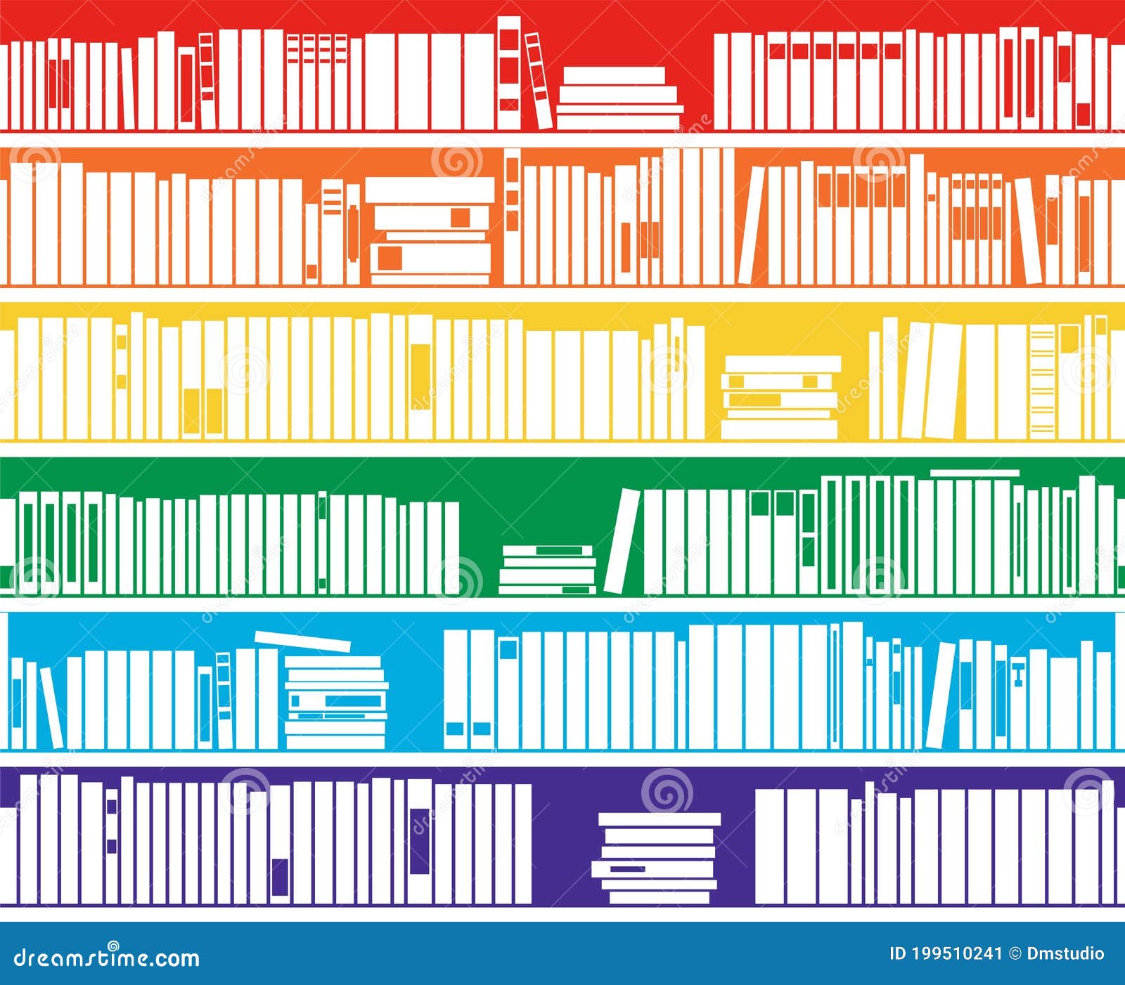 Vector Graphic Background of Books on Bookshelf Stock Vector ...