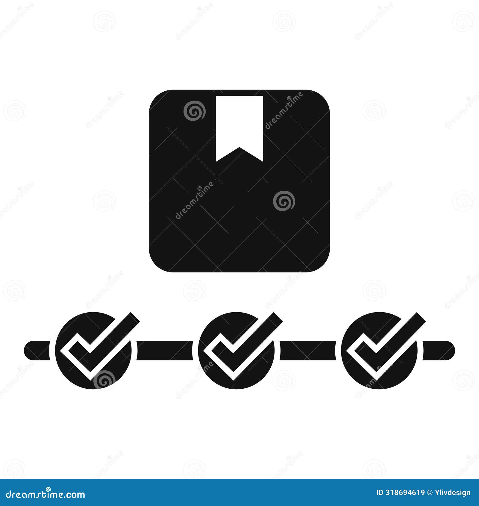 Vector Graphic of a Bookmarked Square Above a Checkmark Progress ...