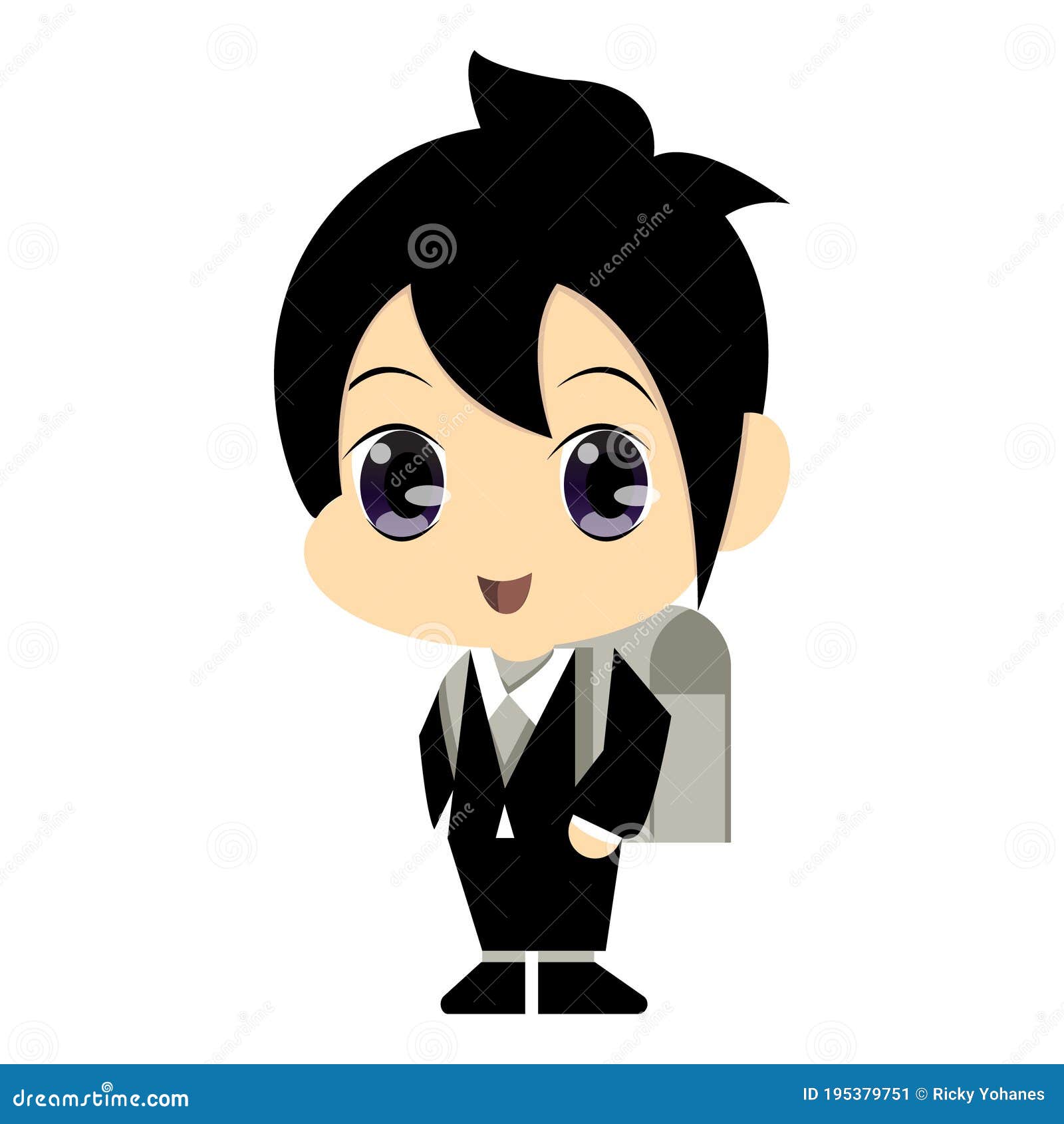 Vector Graphic Chibi Diligent Student Boy Illustration Stock Vector ...