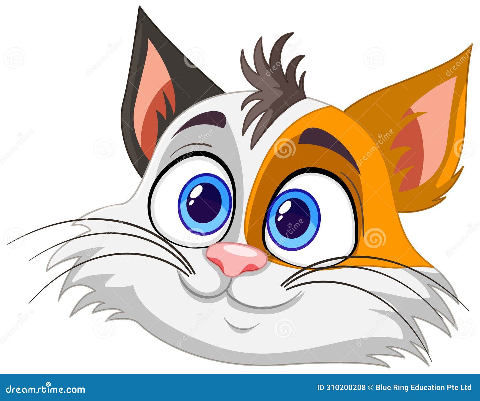 A cute, whimsical cat face stock vector. Illustration of nose - 310200208