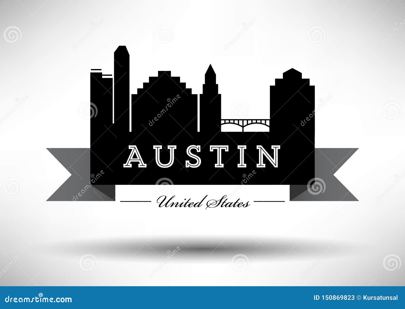 Austin City Skyline Silhouettes Set Cartoon Vector | CartoonDealer.com ...