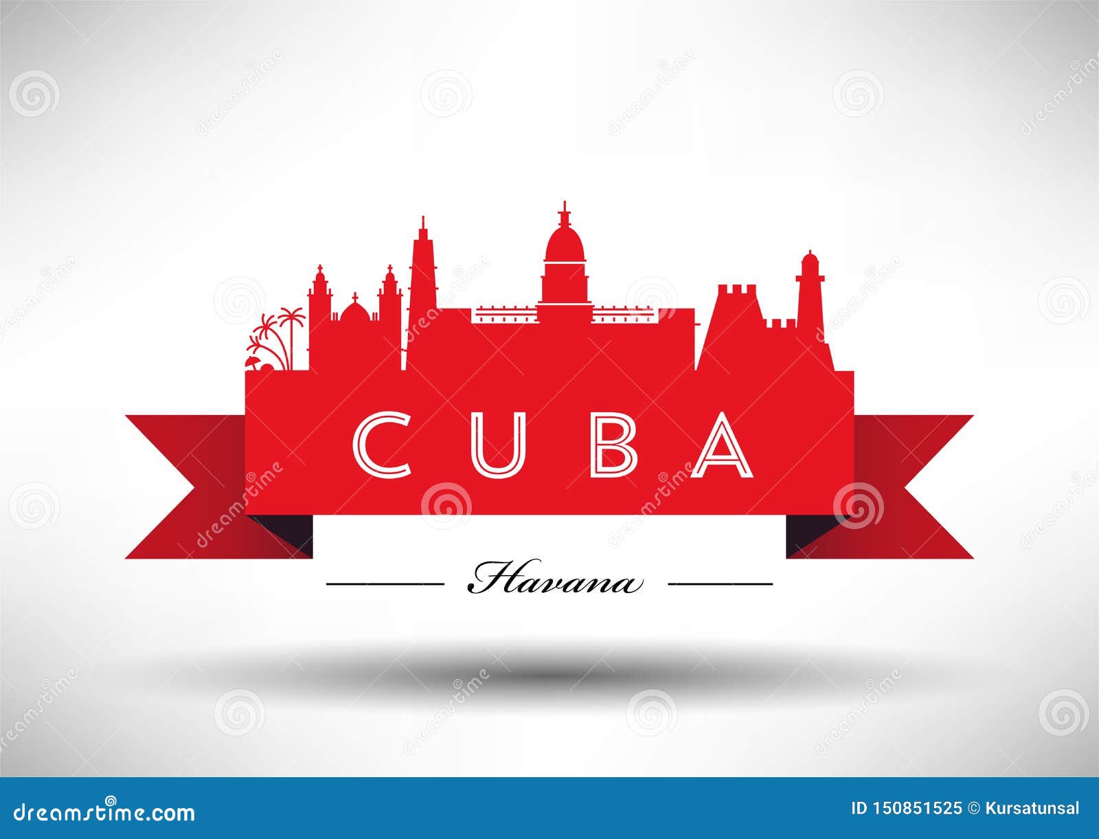 Vector Graphic Design of Cuba Skyline Stock Illustration - Illustration ...