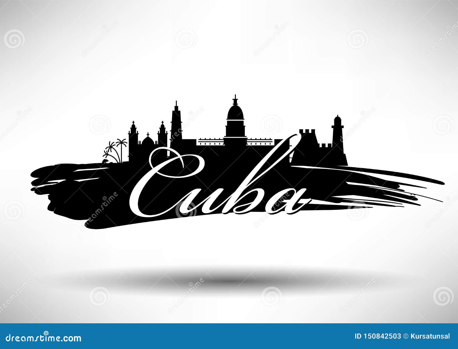 Cuba Skyline And Landmarks Silhouette Cartoon Vector | CartoonDealer ...