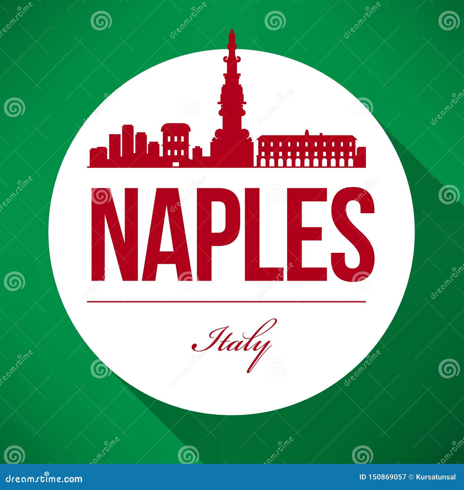 Naples City Skyline With Iconic Buildings And Landmarks Cartoon Vector ...