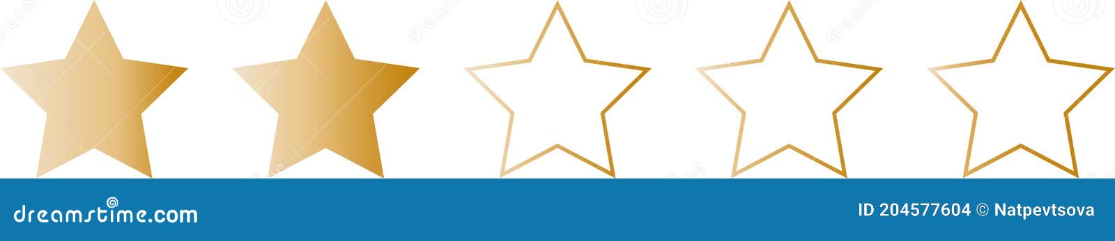Raiting Review Gold Stars Two from Five Stock Vector - Illustration of ...
