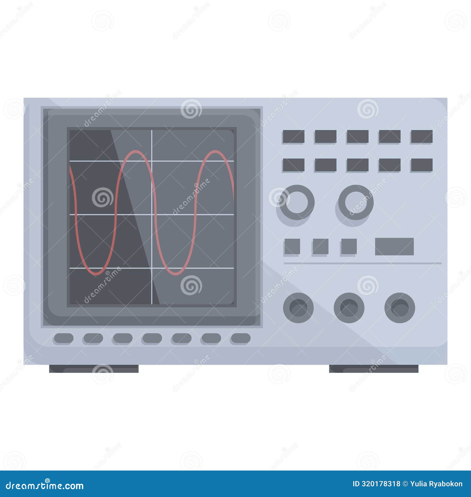 Vector Graphic of a Digital Oscilloscope with Waveforms Displayed on ...