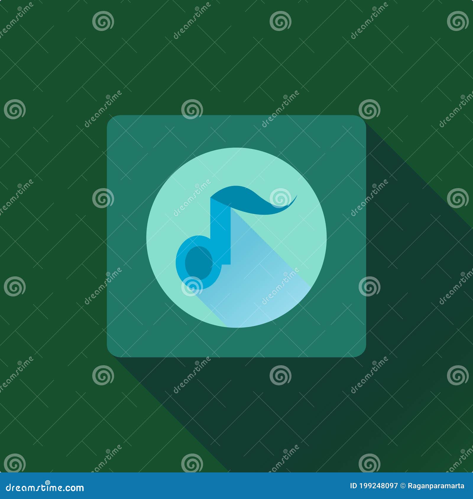 Vector Flat Design Music Icon with Green Background Stock Vector ...