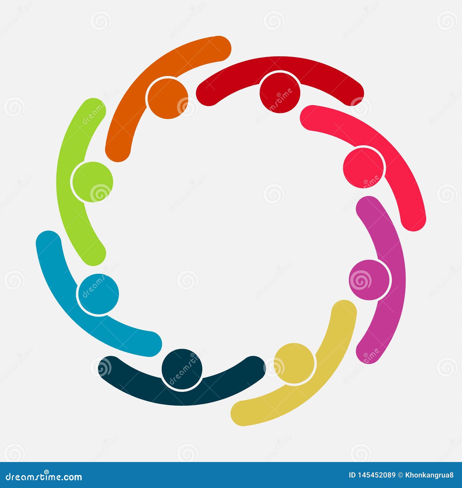 Vector Graphic Group Connection Logo.Eight People in the Circle Stock ...
