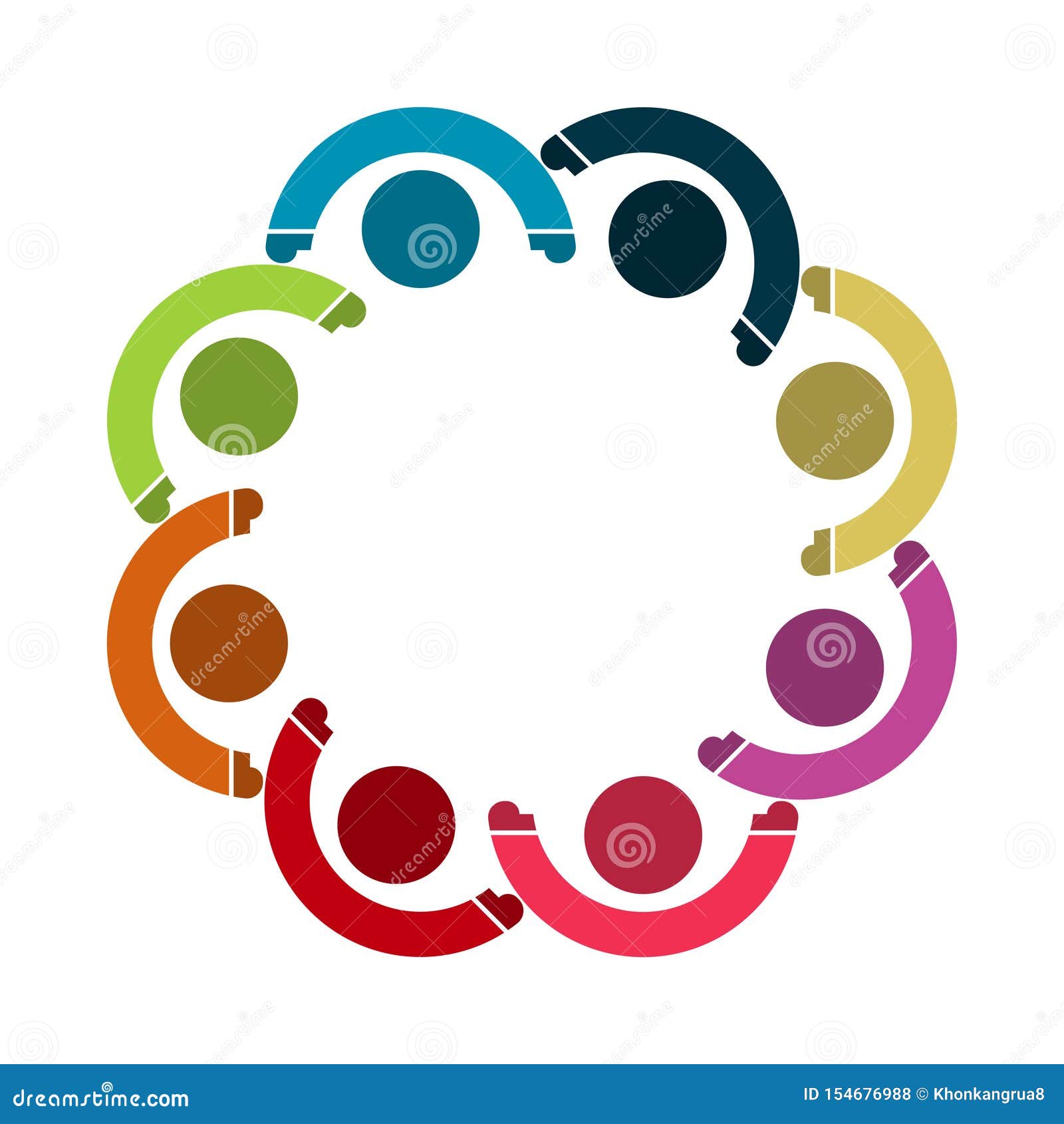 Vector Graphic Group Connection Logo.Eight People in the Circle Stock ...