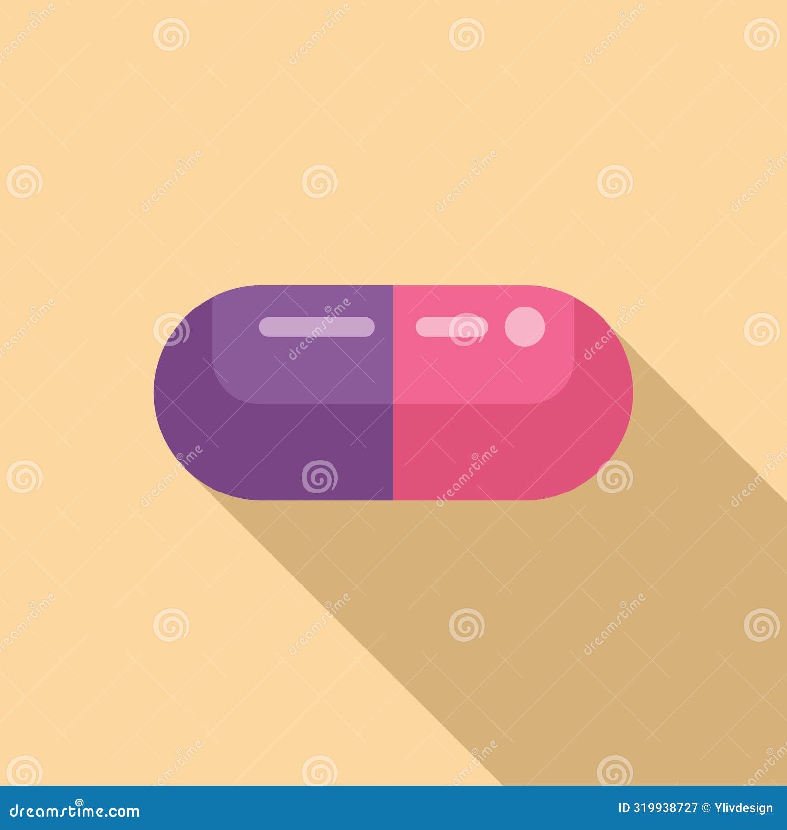 Flat Design Illustration of a Colorful Capsule Pill Stock Vector ...