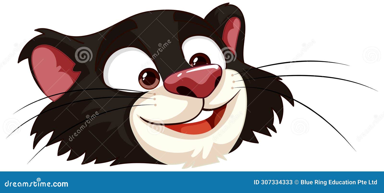 A Happy, Smiling Skunk Face Stock Vector - Illustration of striped ...