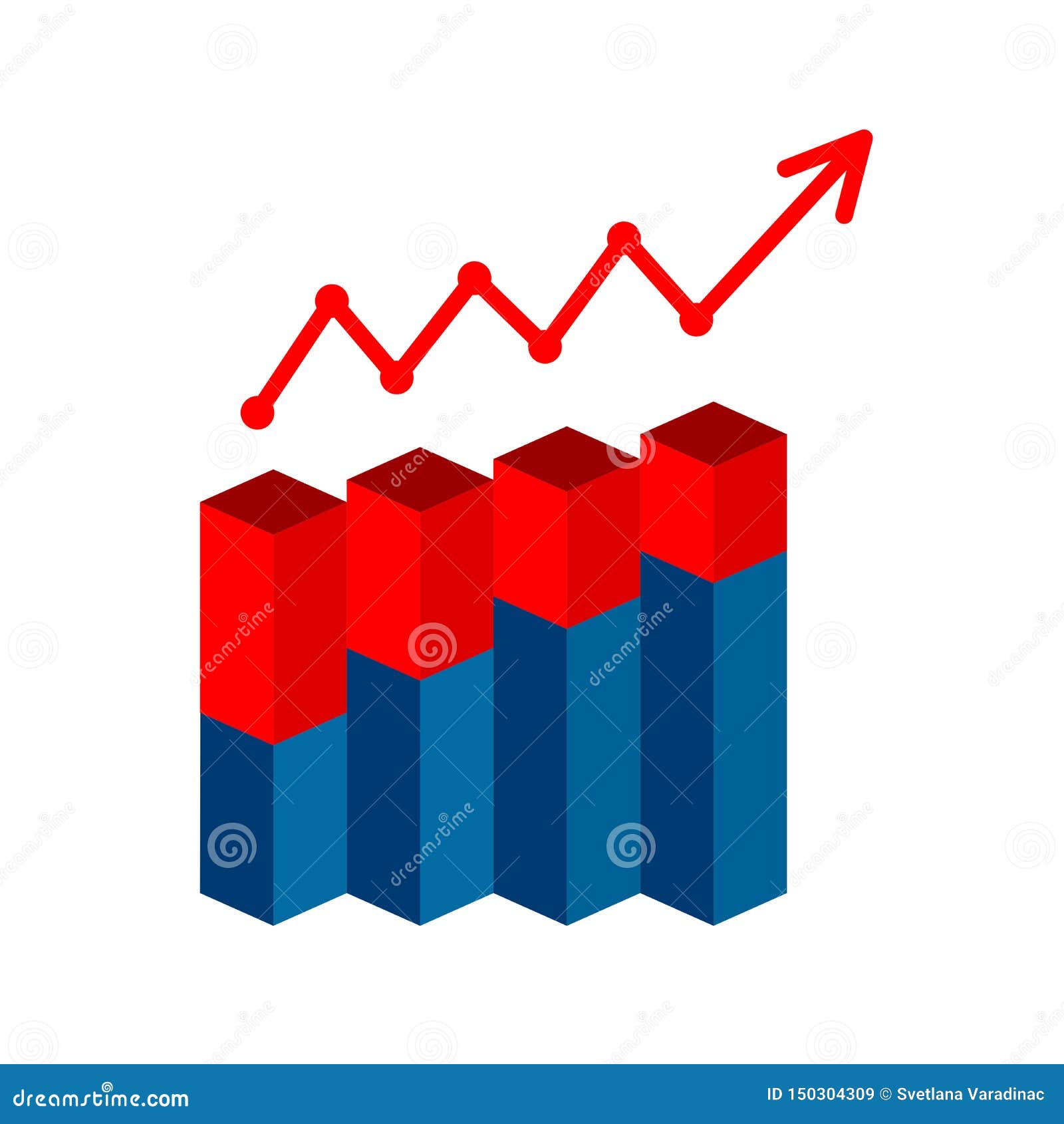 Vector Growth Graph Icon with Arrow Move Up. Stock Vector ...