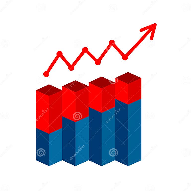 Vector Growth Graph Icon with Arrow Move Up. Stock Vector ...