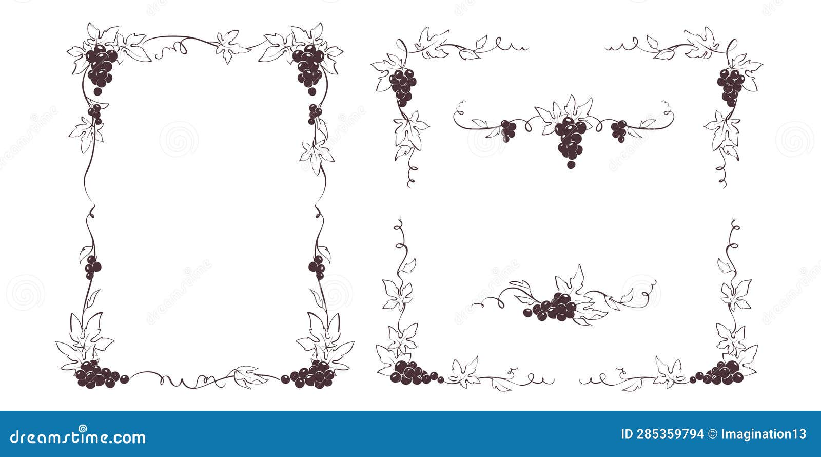 Set of Design Elements with Vine. Stock Vector - Illustration of line ...