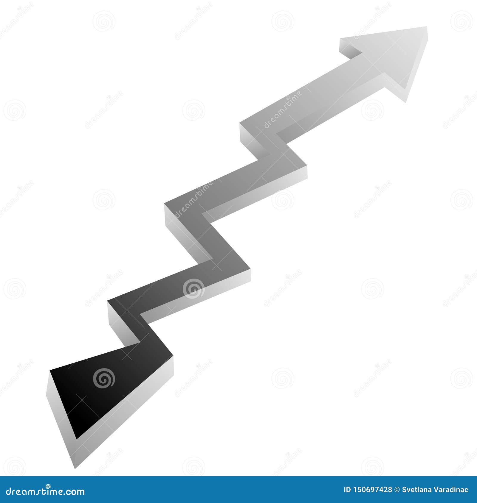 Grey Arrow with Shadow. Icon of Growth Up Statistics. Stock Vector ...