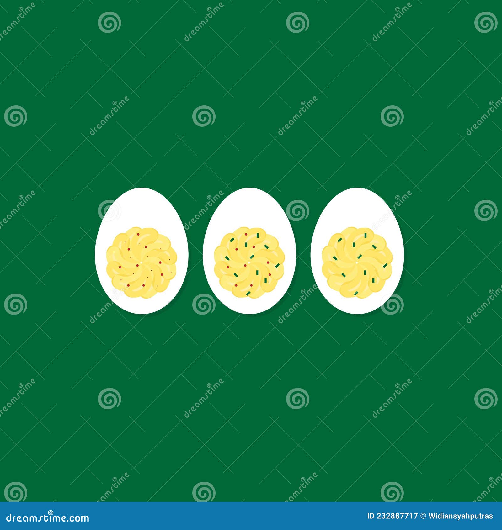 Vector Graphic Illustration, Deviled Egg Isolated on Green Background ...