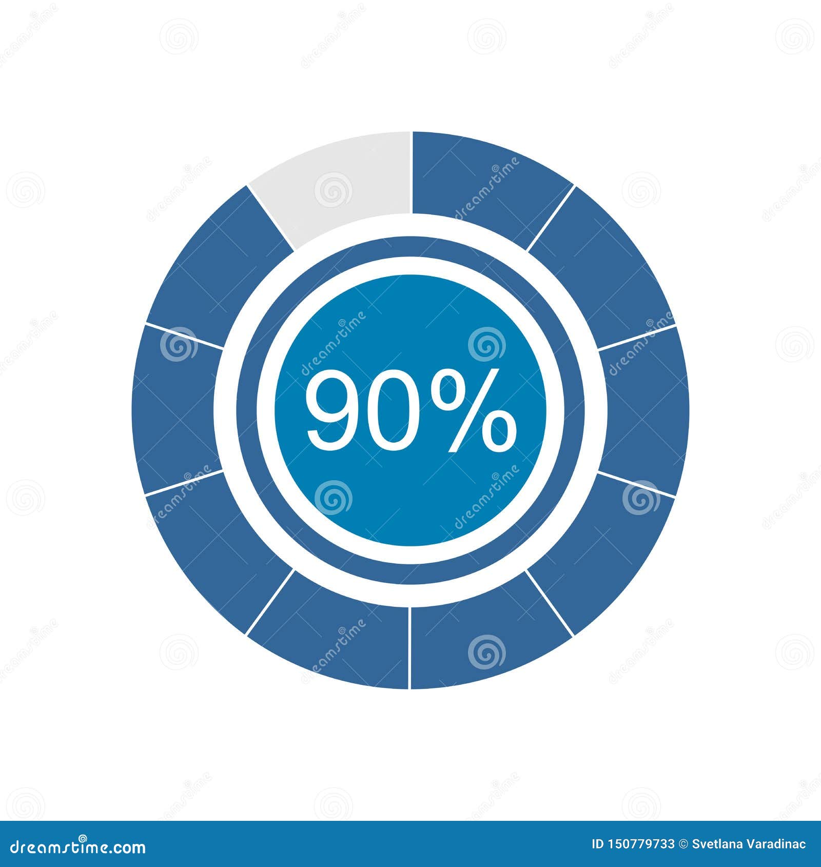 Blue Pie Graph and Chart with 90 Percentage. Stock Vector ...