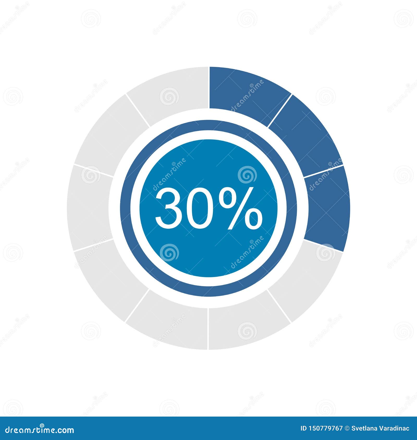 Blue Pie Graph and Chart with 30 Percentage. Stock Vector ...
