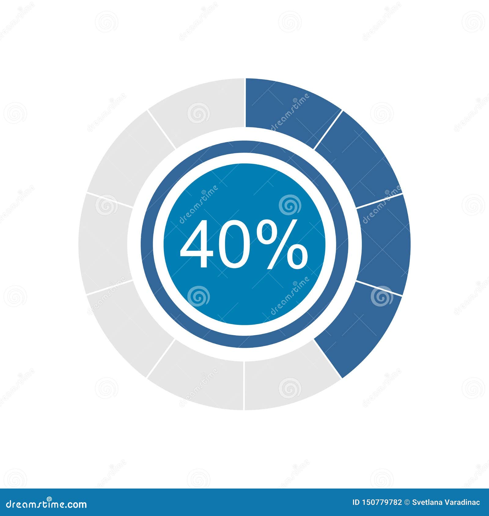 Blue Pie Graph and Chart with 40 Percentage. Stock Vector ...