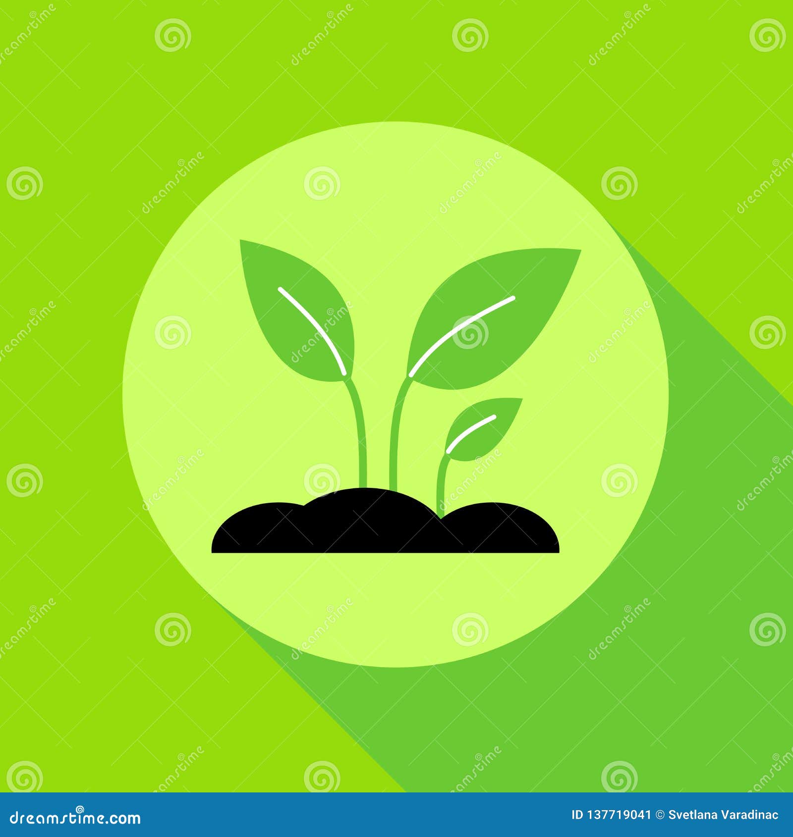 Growing Sprout Flat Icon with Long Shadow. Stock Vector - Illustration ...