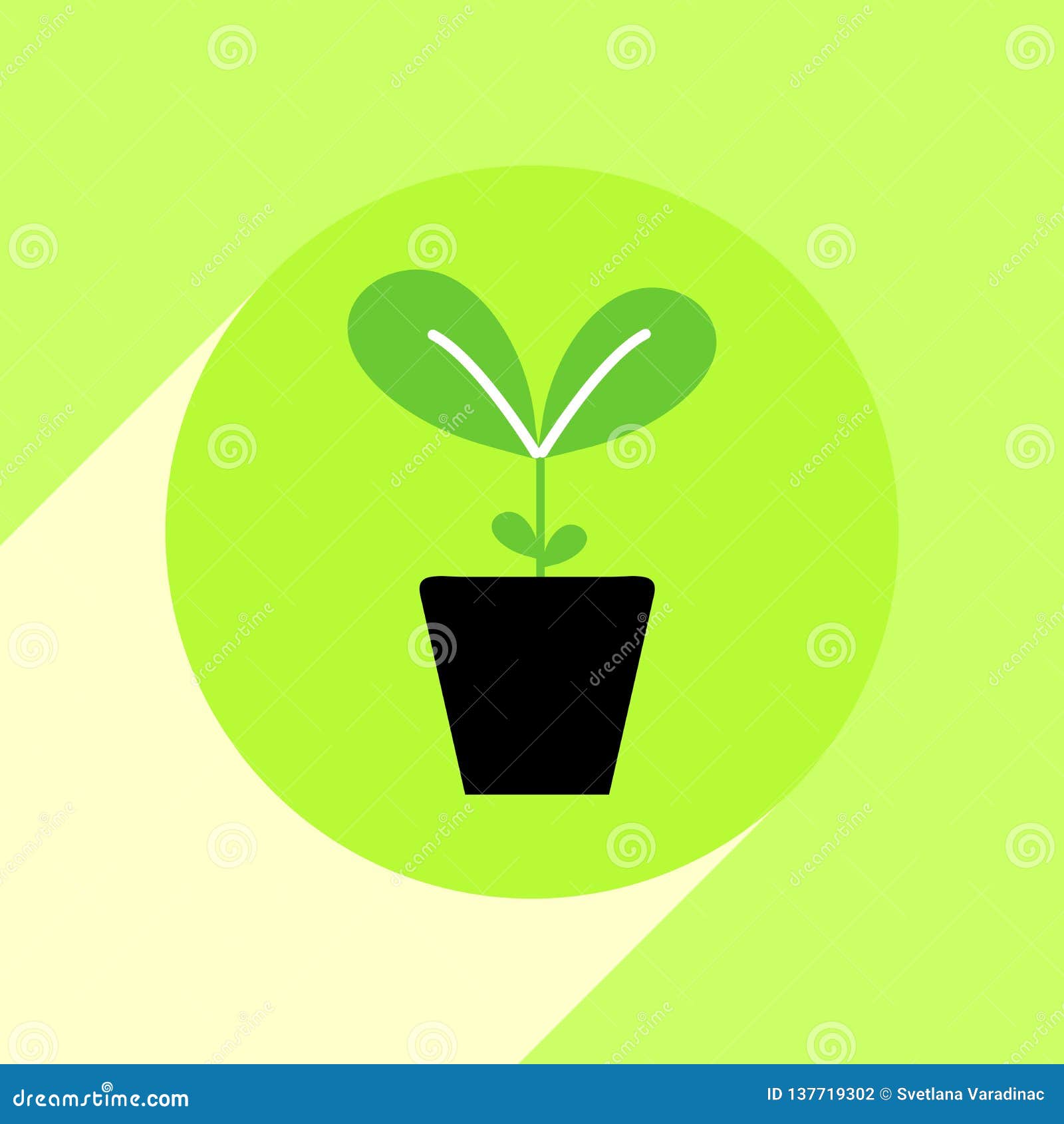 Growing Sprout Flat Icon with Long Shadow. Stock Vector - Illustration ...