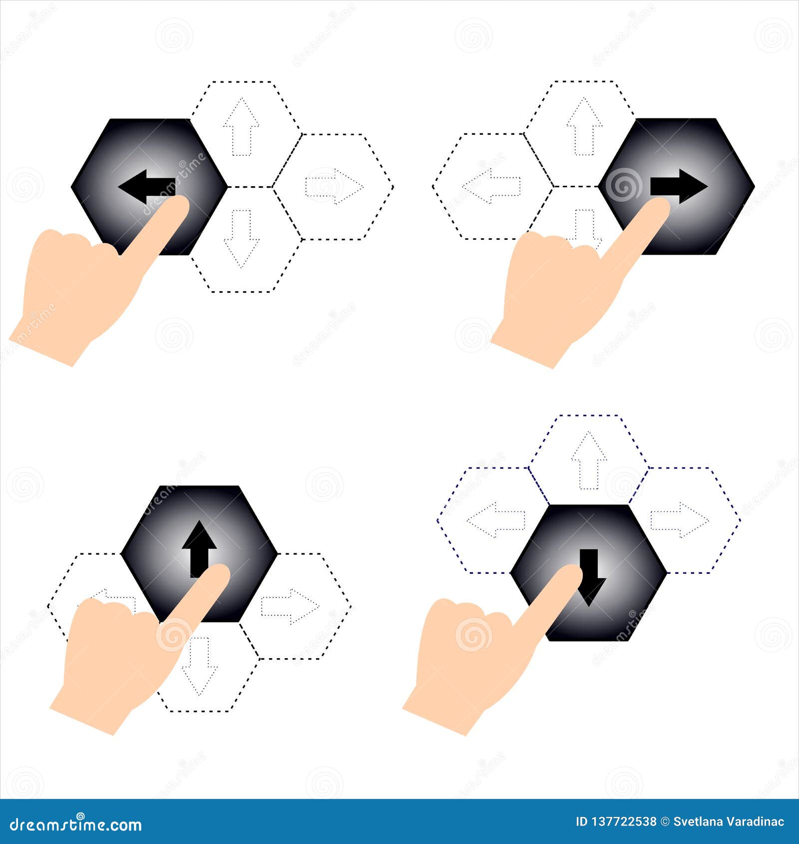 Hand Pressing or Pushing the Button with Arrows. Stock Vector ...