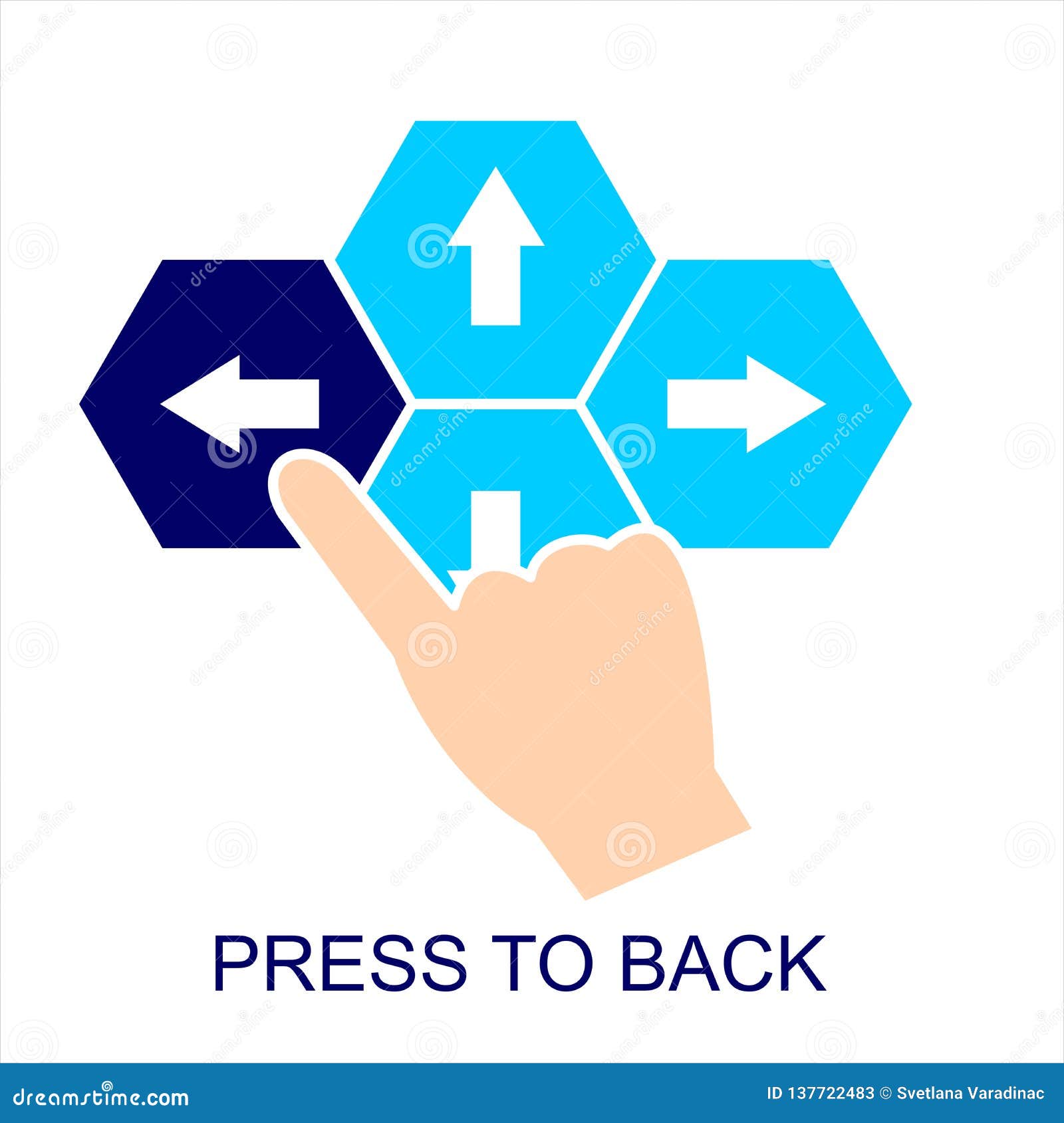 Hand Pressing or Pushing the Left or Back Button. Stock Vector ...