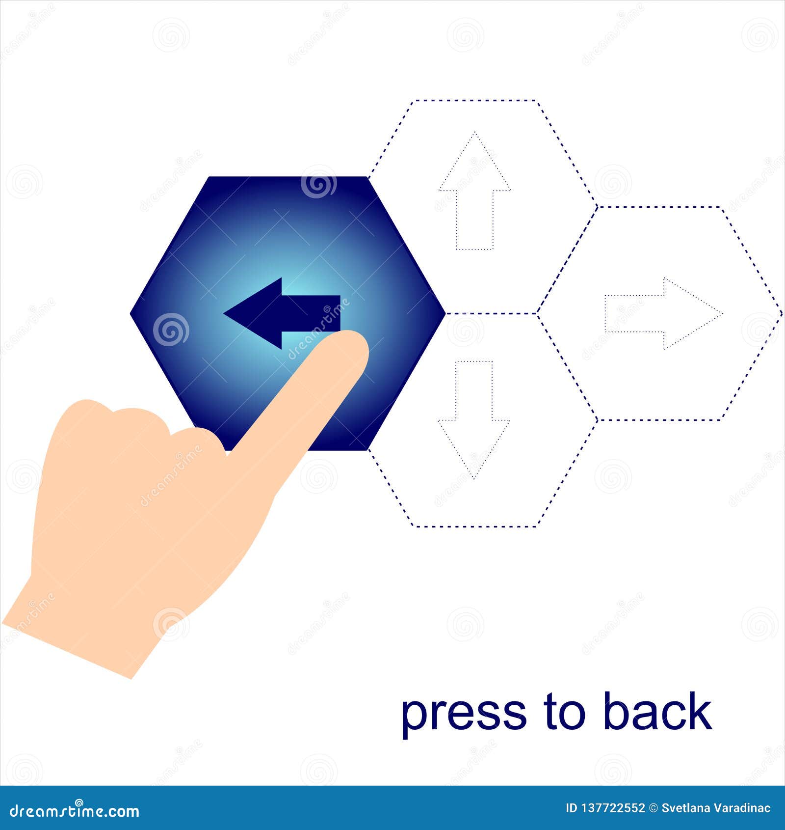 Hand Pressing or Pushing the Left or Back Button. Stock Vector ...