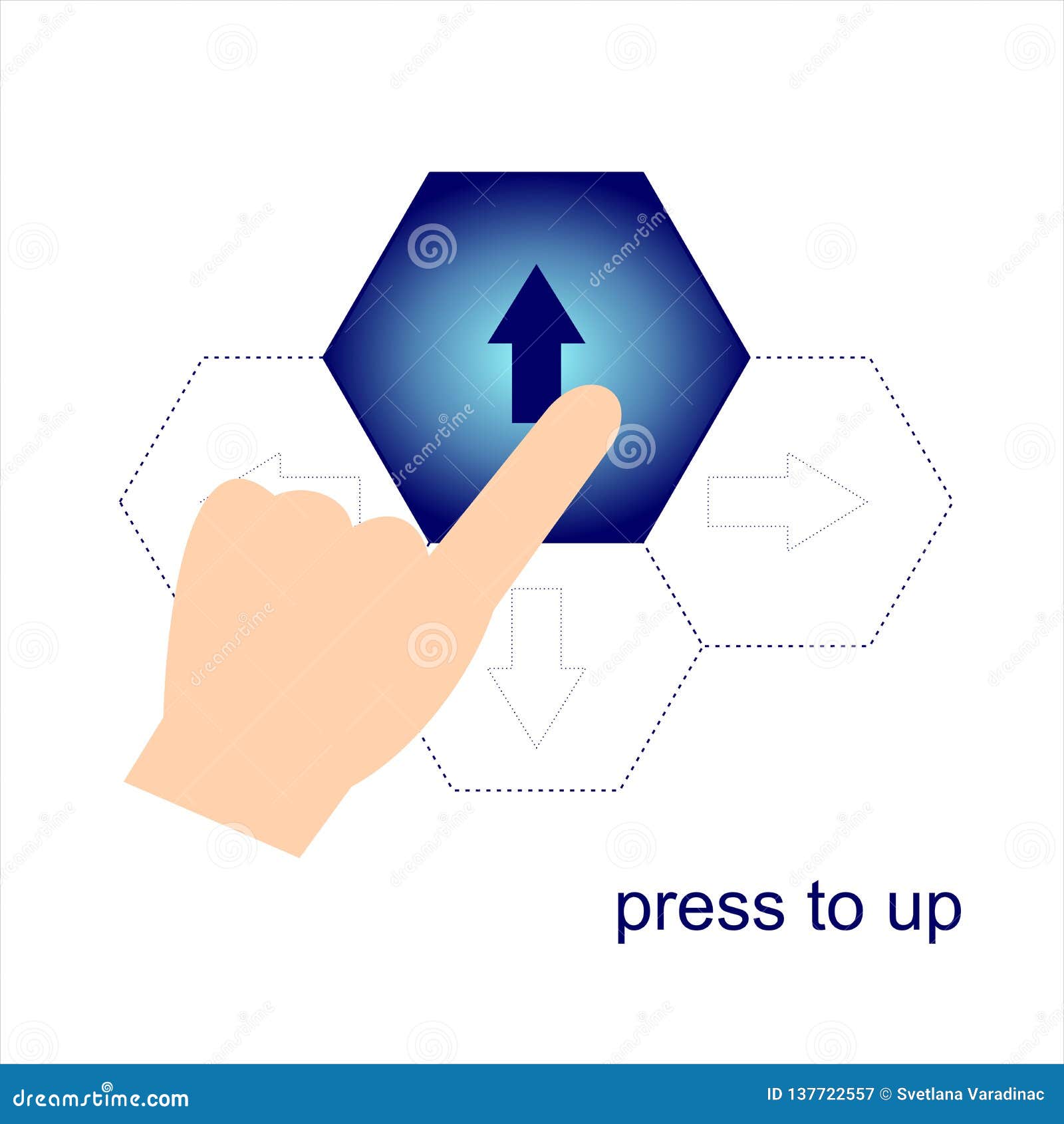 Hand Pressing or Pushing the Up Button. Stock Vector - Illustration of ...