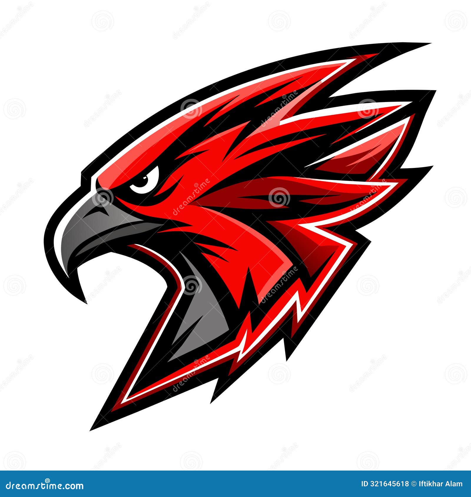 A Vector Graphic Illustration of a Red Falcon Head, Red Falcon Logo ...