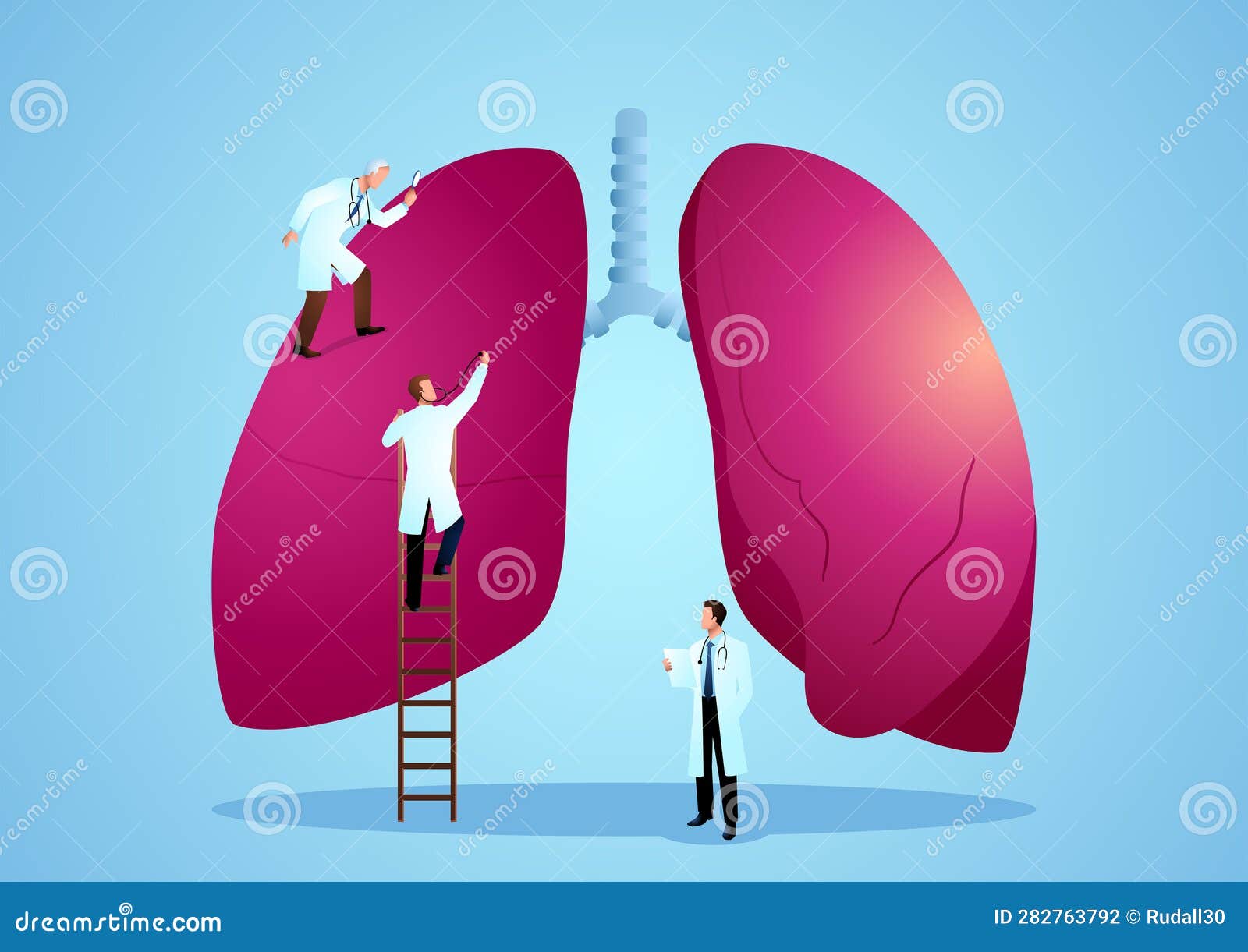 Vector Graphic Illustration of Team of Doctors Diagnose Human Lung ...