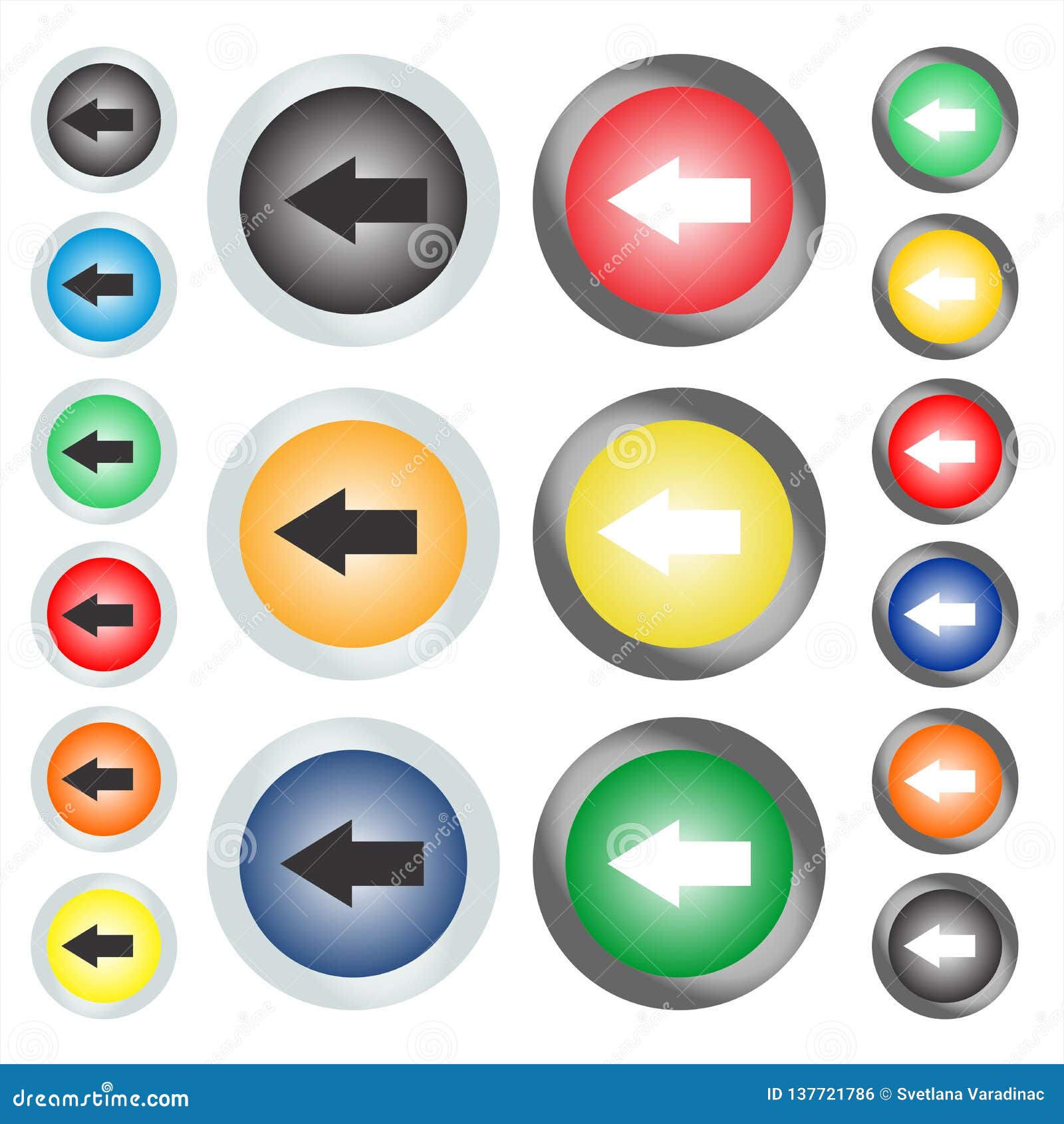 Set of Circular Web Buttons or Icons on Which the Arrow Points Back or ...