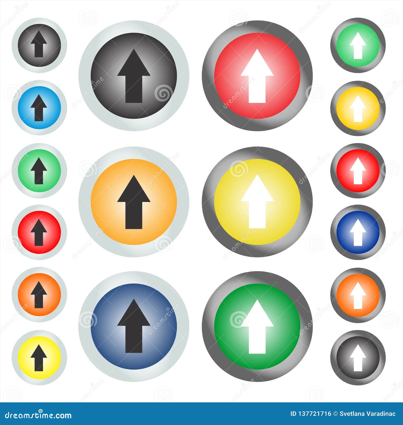 Set of Circular Web Buttons or Icons on Which the Arrow Points Up ...