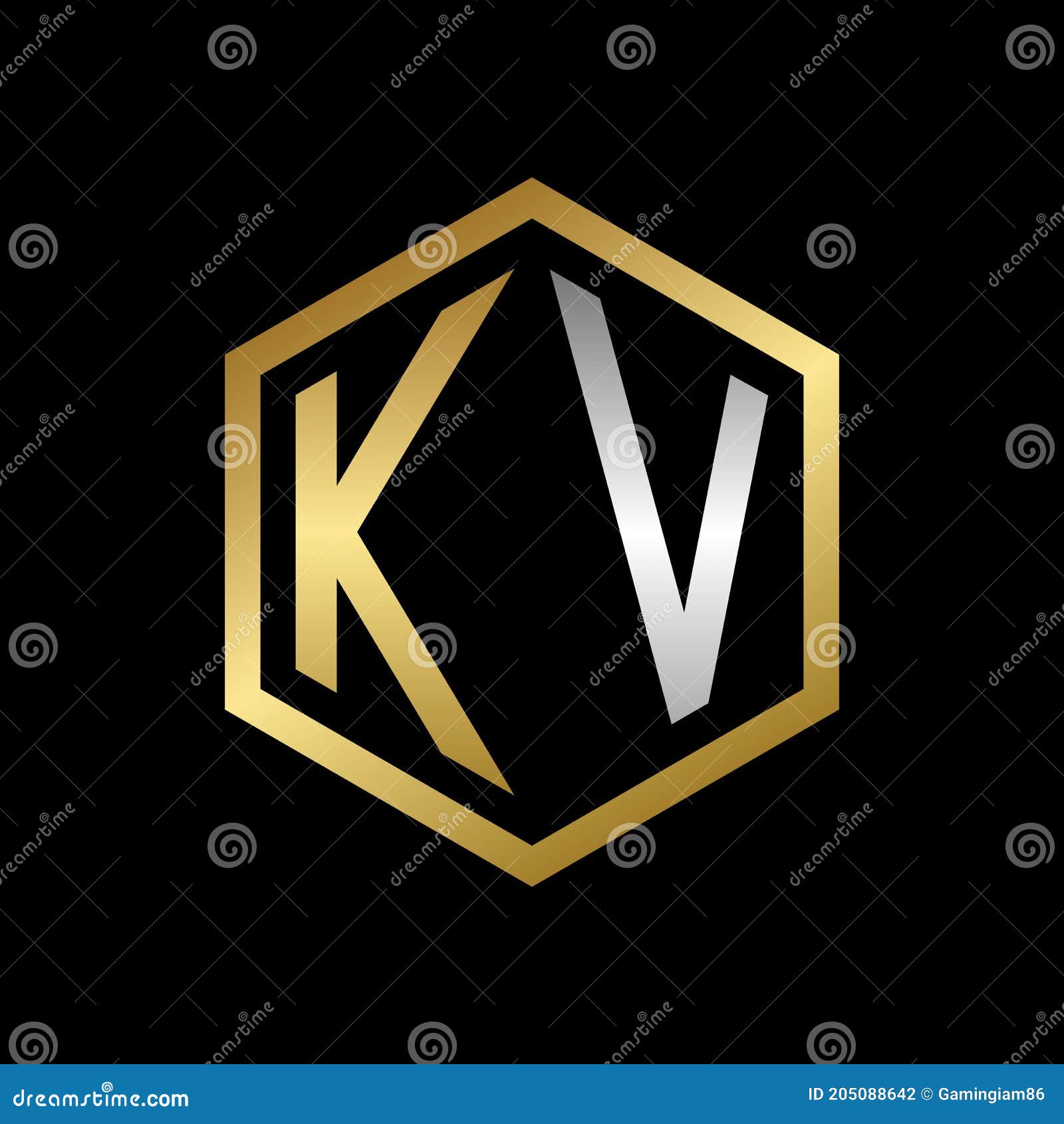 Vector Graphic Initials Letter KV Logo Design Template | CartoonDealer ...
