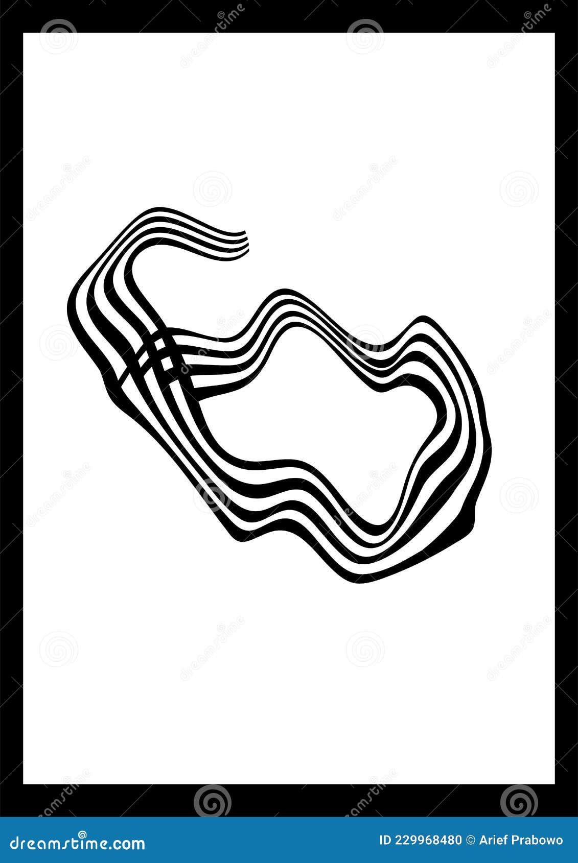Vector Graphic Number Six with Wave Lines, the Number is Drawn with ...
