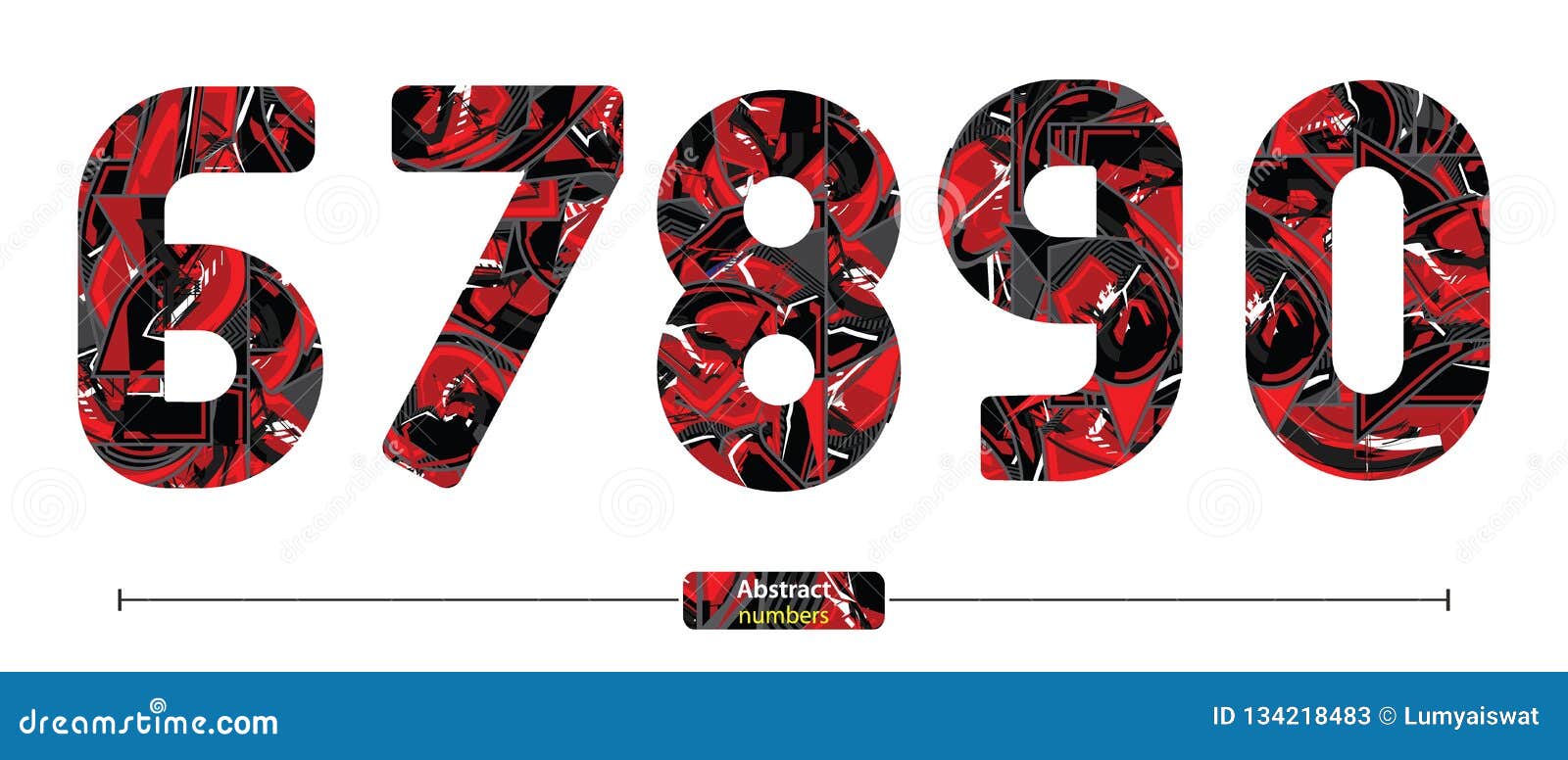 Numbers Abstract Red Color Style in a Set 67890 Stock Vector ...