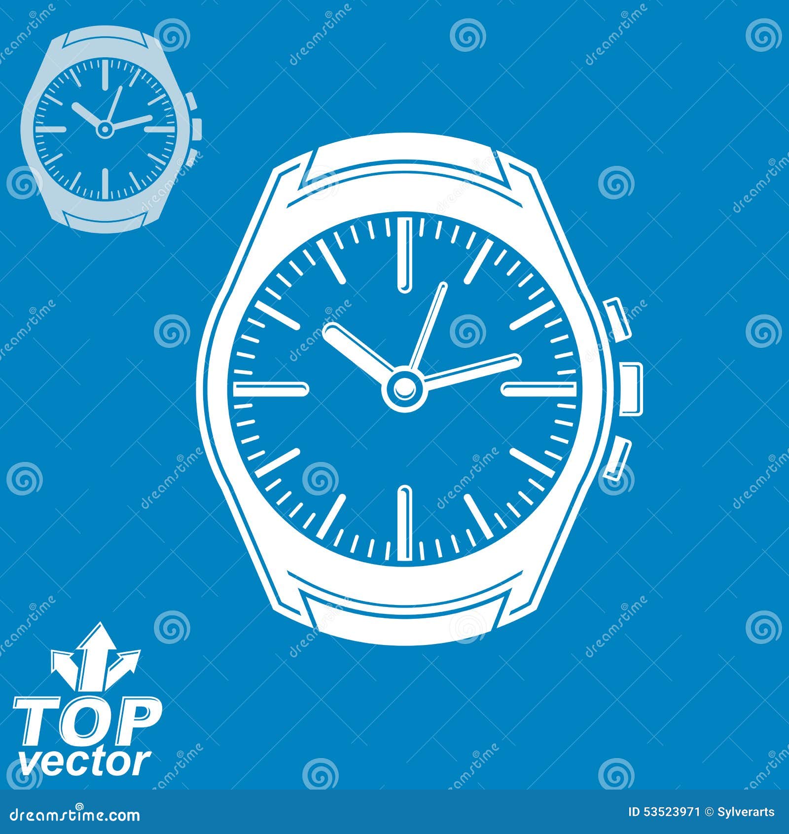 Graphic Pocket Watch Illustration. Wristwatch With Dial And An H ...