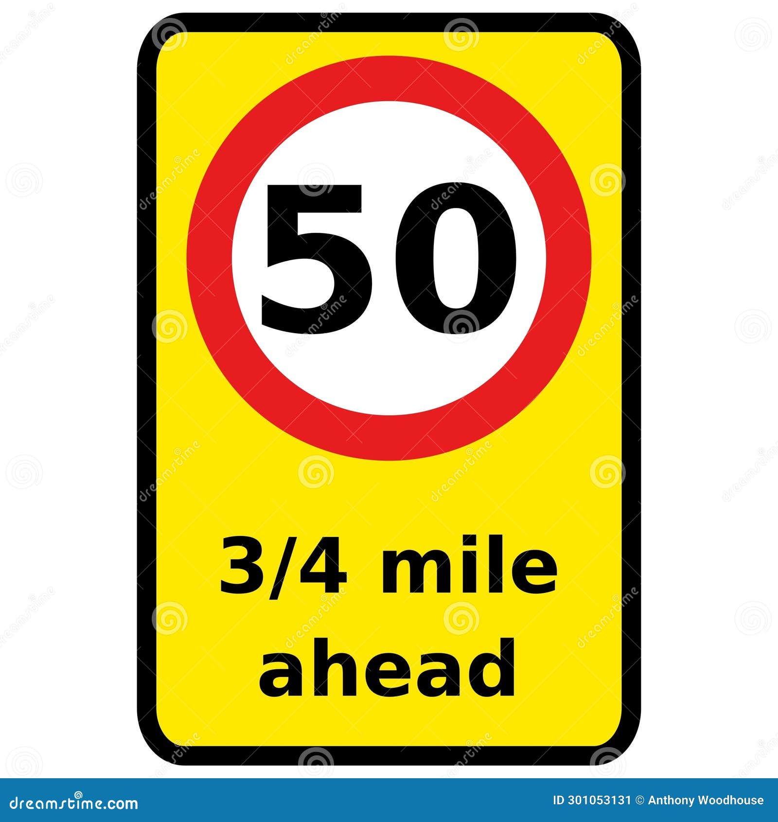Vector Graphic of a Rectangular Yellow Sign Warning of Mandatory Speed ...