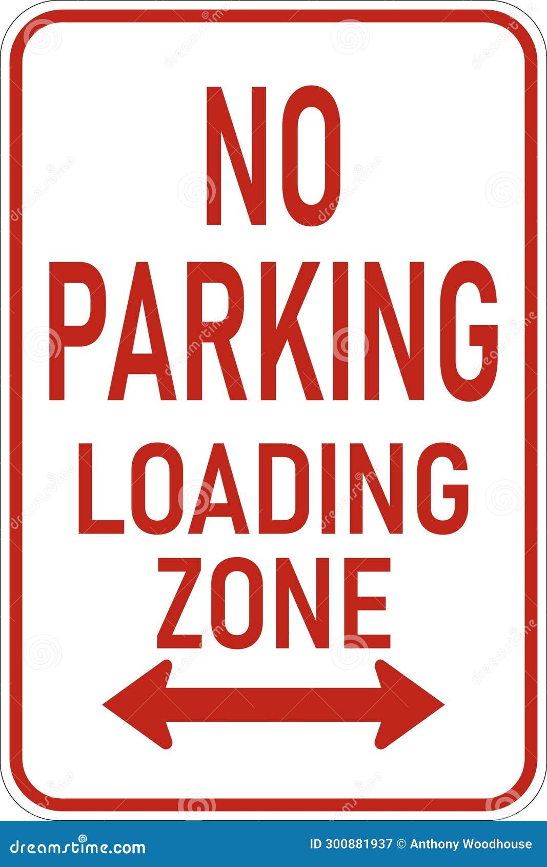 Vector Graphic Of A Red Usa No Parking, Loading Zone MUTCD Highway Sign ...