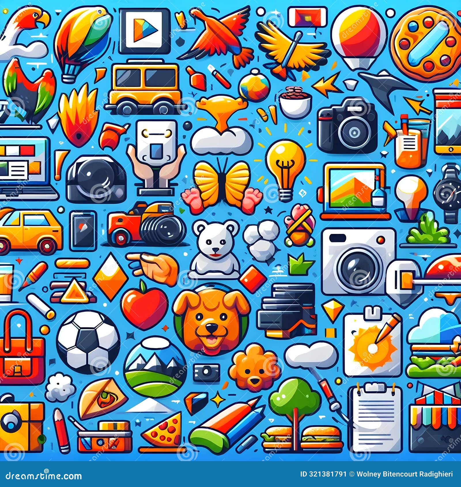 Image of Everyday Objects 1 Stock Illustration - Illustration of face ...