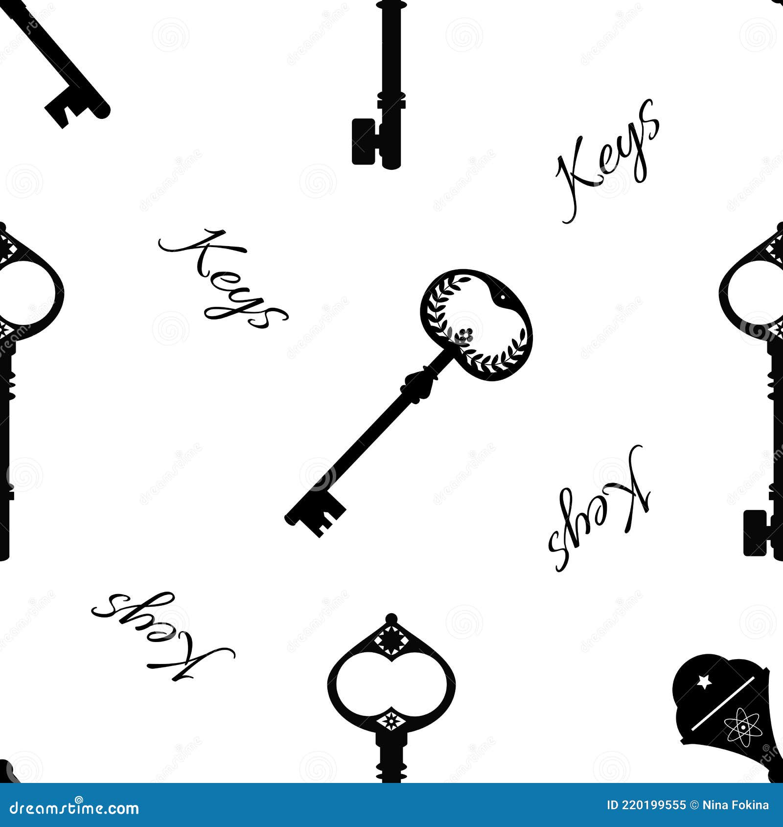 Vector Graphic Seamless Pattern with Key Silhouettes-02 Stock Vector ...