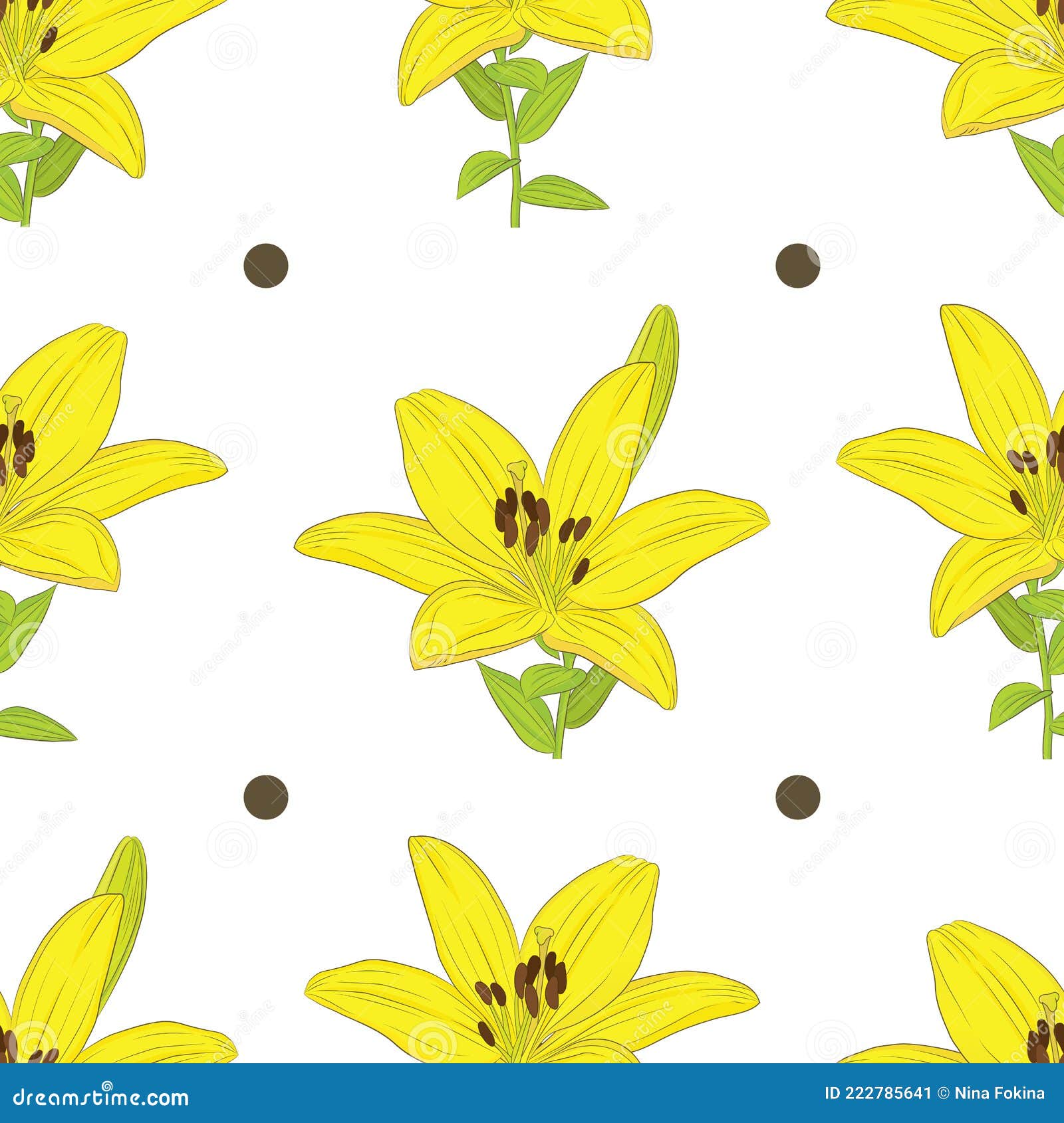 Vector Graphic Seamless Pattern with Lily Flowers 1 Stock Vector ...