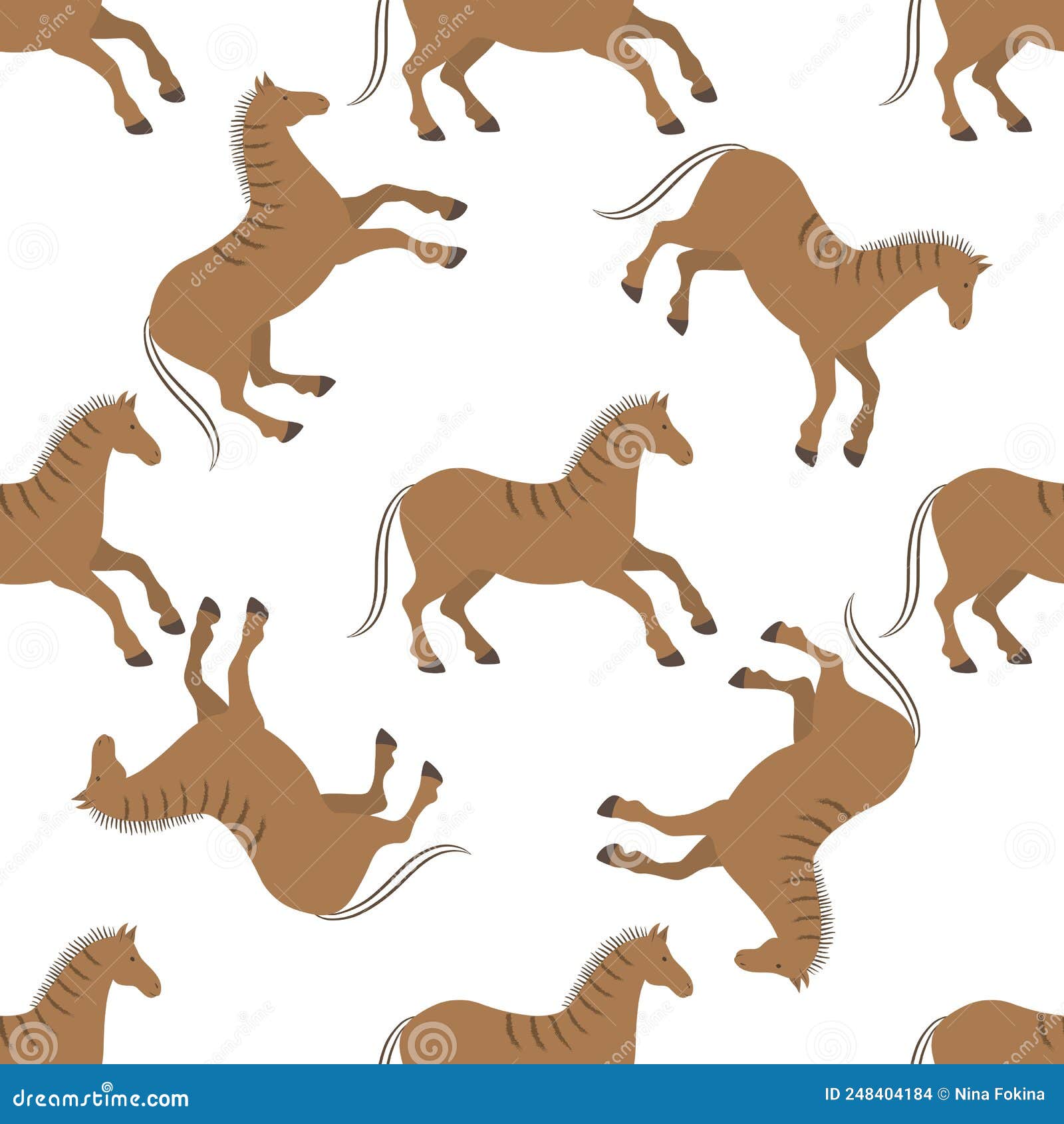 Vector Graphic Seamless Pattern with Wild Horses Stock Illustration ...