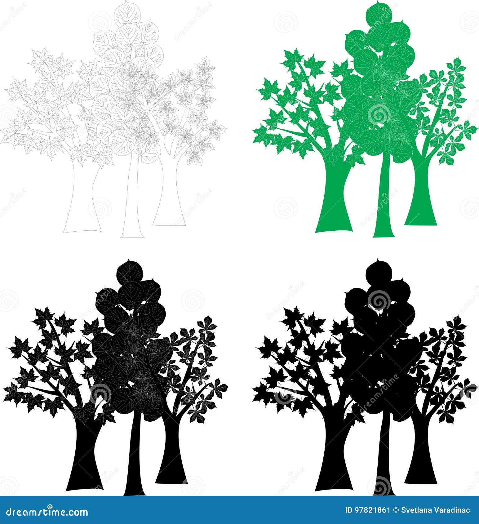 Vector Graphic Set Deciduous Trees. Clip Art Stock Vector ...