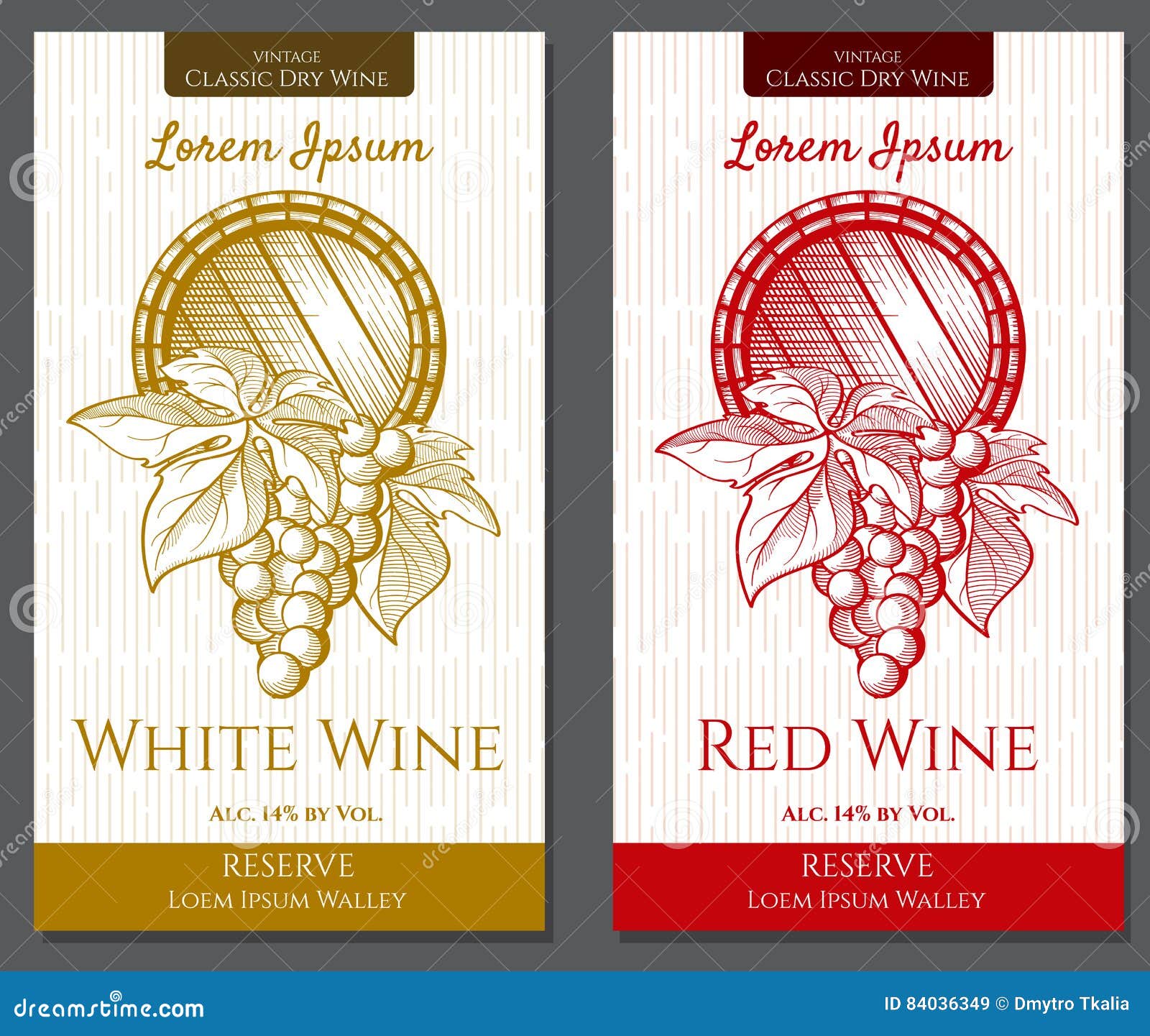 Red Wine Labels. Vector Premium Template Set. Clean And Modern Design ...