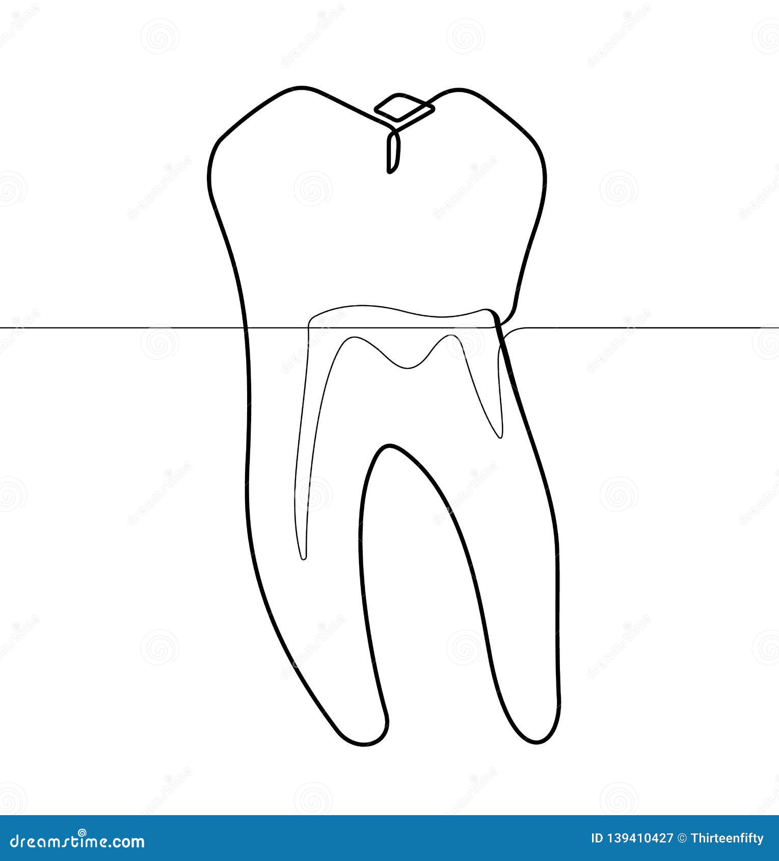 Molar Human Tooth Continuous Line Vector Graphic Stock Vector ...