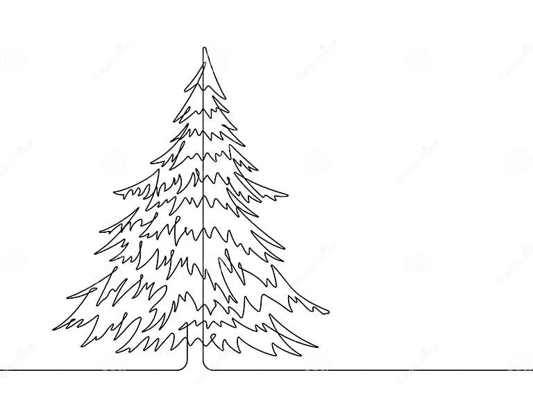 Pine Tree Continuous Line Vector Graphic Stock Vector - Illustration of ...