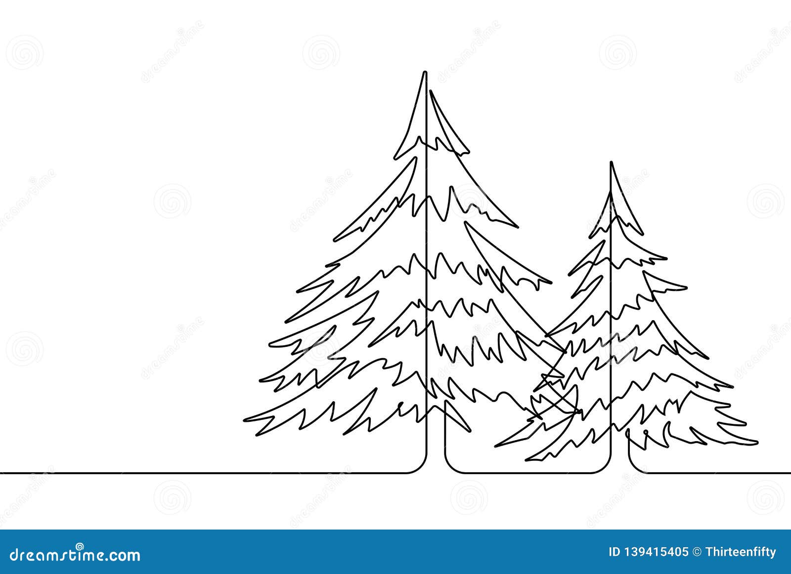 Pine Trees Continuous Line Vector Graphic Stock Vector - Illustration ... Pine Trees Continuous Line Vector Graphic Stock Vector - Illustration ...