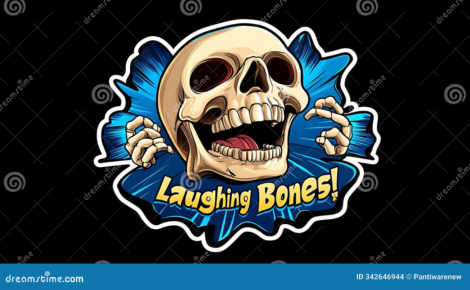 Graphic of a Skeleton with Laughing Expression Stock Illustration ...